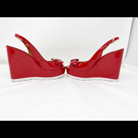 kate spade | Shoes | Kate Spade Red Paten Leather Platform Heels Euc ...